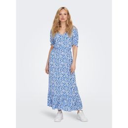 Only Damen Only Maxikleid &raquo;ONLCHIANTI S/S LONG DRESS WVN NOOS&laquo; Viskose, regular fit, elastische Taille blau M (38), N-Gr