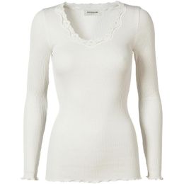 rosemunde Damen rosemunde Langarmshirt &raquo;Babette Silk Blouse&laquo; Langarm, mit Spitze, feminin, bequem, eng, Seidenmix wei&szlig; XL