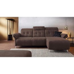 Home Affaire Ecksofa &raquo;Manhattan L-Form&laquo; 2 Sitze mit elektrischer Relaxfunktion, verstellbare Armlehnen braun Kunstleder SOFTLUX ;Flachgewebe (100% 