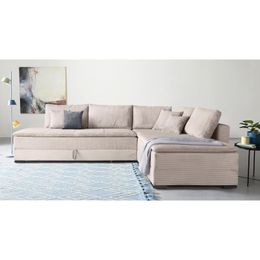 OTTO home Ecksofa &raquo;Night & Day L-Form mit Dauer-Schlaffunktion, Cord-Bezug!&laquo; inklusive Bettfunktion und Bettkasten beige 100% Polyester
