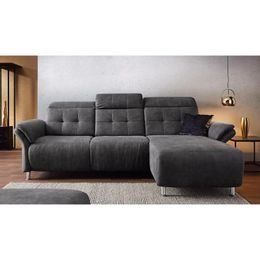 Home Affaire Ecksofa &raquo;Manhattan L-Form&laquo; 2 Sitze mit elektrischer Relaxfunktion, verstellbare Armlehnen grau Kunstleder SOFTLUX ;Flachgewebe (100% 