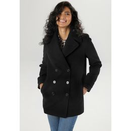 Aniston Selected Damen Aniston SELECTED Cabanjacke ohne Kapuze mit breitem Reverskragen schwarz 36