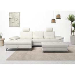 OTTO home Ecksofa &raquo;Costello L-Form, B: 301 cm mit Sitztiefen-, Armteilverstellung &&laquo; 3 Nierenkissen, optional Bettfunktion & Bettkasten wei&szlig; Luxus-