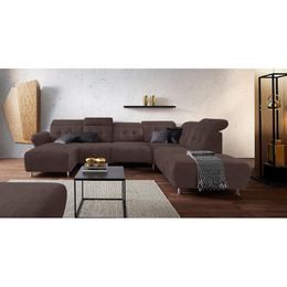 Home Affaire Wohnlandschaft &raquo;Manhattan U-Form&laquo; 2 Sitze mit elektrischer Relaxfunktion, verstellbare Armlehnen braun Luxus Microfaser2 (90% Polyester, 