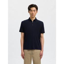 Selected Herren Selected Poloshirt &raquo;SLHFAVE ZIP SS POLO NOOS&laquo; Baumwollmischung, regular fit wei&szlig; S