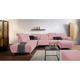 Home Affaire Wohnlandschaft &raquo;Manhattan U-Form&laquo; 2 Sitze mit elektrischer Relaxfunktion, verstellbare Armlehnen rosa Luxus Microfaser2 (90% Polyester, 