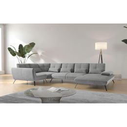 OTTO home Wohnlandschaft &raquo;Mikado U-Form&laquo; inkl. Sitztiefenverstellung und Armteilverstellung silber 100% Polyester
