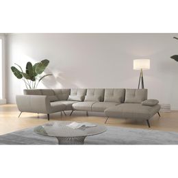 OTTO home Wohnlandschaft &raquo;Mikado U-Form&laquo; inkl. Sitztiefenverstellung und Armteilverstellung grau 95% Polyester 5% Polyamid