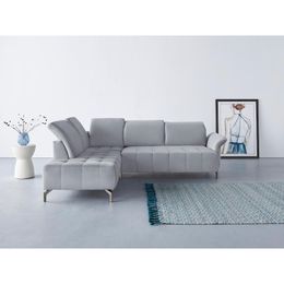 Home Affaire Ecksofa &raquo;Fresh L-Form&laquo; Federkern, wahlweise Kopfteilverstellung und motorischer Vorziehsitz grau 100% Polyester