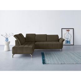 Home Affaire Ecksofa &raquo;Fresh L-Form&laquo; Federkern, wahlweise Kopfteilverstellung und motorischer Vorziehsitz gr&uuml;n 100% Polyester