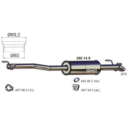 Ernst Mittelschalld&auml;mpfer 390149 f&uuml;r MERCEDES-BENZ 9064903101 A9064904201 A9064903101