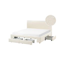 Beliani Doppelbett SOUTRIN in Wei&szlig;/Braun - (W) 191 x (H) 106 x (L) 218 cm | Gr.: onesize