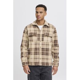 Hemdjacke Blend "BHBaki", Herren, Gr. XL, chicory coffee, Fleece, 100% Polyester, kariert, Basic, normal normal, ohne Ausschnitt, gerader Abschluss, Jacken, Karierte Hemdjacke mit Brusttaschen
