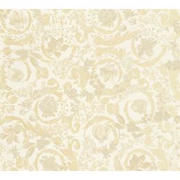 Vliestapete Versace "Wallpaper Versace 5 Floral", beige (beige creme wei&szlig;), B:0,7m H:0,01m L:10,05m, Vinyl, Vlies, Tapeten, Designertapete Tapeten Wohnzimmer Schlafzimmer K&uuml;che Flur Design Optik