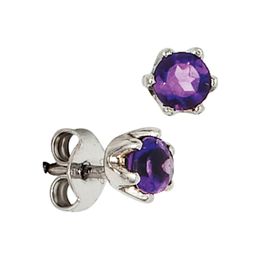 Paar Ohrstecker Jobo "Ohrringe mit mit Amethyst", silber (silber 925), Ohrringe, Damen, 4,7mm, Silber 925 (Sterlingsilber), 925 Silber