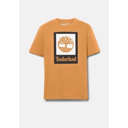 T-Shirt Timberland "STACK LOGO Colored Short Sleeve Tee", Damen, Gr. XXL, wheat boot, Jersey, Obermaterial: 100% Baumwolle, Rundhals, Shirts T-Shirt, UNISEX