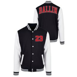 MisterTee Damen Collegejacke "MisterTee Herren Ballin 23 College Jacket"schwarz, wei&szlig;, Gr. S, mehrfarbig, 80% Baumwolle, 20% Polyester, Jacken