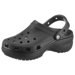 Clog Crocs "Classic Platform Clog W", Damen, Gr. 37, schwarz (001 schwarz), Croslite&trade;, unifarben, Schuhe Clog, Sommerschuh, Schlappen, Hausschuh, trendige Plateausohle