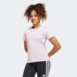 T-Shirt adidas Sportswear "JG 3S TEE 160", M&auml;dchen, Gr. 164, pink (clear pink, wei&szlig;), Obermaterial: 100% Baumwolle, Rundhals, Shirts T-Shirt, f&uuml;r Kinder, mit Rundhalsausschnitt, ohne Verschluss, aus Baumwolle