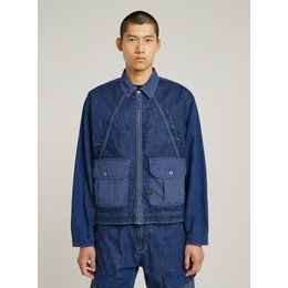 G-Star Raw Jeansjacke G-STAR "Mixed Coach Zip Jacke", Herren, Gr. S, faded indigo patched, Obermaterial: 100% Baumwolle, Jacken Jeansjacke