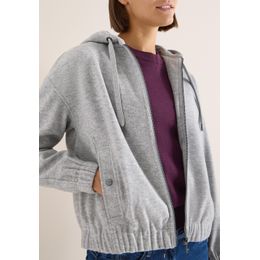 Kurzjacke Cecil, Damen, Gr. XXL (46), luna grau melange, Fleece, Obermaterial: 92% Polyester, 8% Viskose. Futter: 100% Polyester, meliert, l&auml;ssig geschnitten h&uuml;ftlang, Rundhals, elastischer Bund, Jacken Kurzjacke, mit Rei&szlig;verschluss und Kapuze, Fleece-Qualit&auml;t