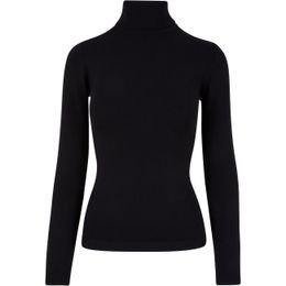 Rundhalspullover Urban Classics "Urban Classics Damen Ladies Knitted Turtleneck Sweater", Damen, Gr. 3XL, schwarz, 70% Viskose, 30% Polyamid, unifarben, slim fit, herzf&ouml;rmiger Ausschnitt, Pullover Rundhalspullover