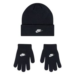 Beanie Nike Sportswear "und Handschuhe Set NAN FUTURA BEANIE/GLOVE SET", Jungen, schwarz, Strick, Obermaterial: 100% Polyacryl. Obermaterial 2: 86% Polyacryl, 13% Polyester, 1% Elasthan, M&uuml;tzen Beanie, Gr&ouml;&szlig;e 8-15, f&uuml;r Kinder, Topseller
