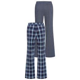 Pyjamahose Vivance Dreams, Damen, Gr. 48/50, N-Gr, blau, gemustert, Single Jersey, Obermaterial: 100% Baumwolle, gestreift, kariert, Basic, ausgestellt lang, Hosen Pyjamahose, mit Karos oder Streifen