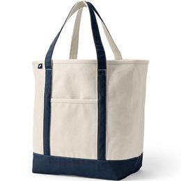 LANDS' END Gro&szlig;e offene Canvas-Tasche, Damen,  Wei&szlig;, Baumwolle, by Lands' End