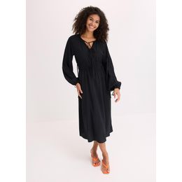 bonprix Tunika-Kleid aus flie&szlig;endem Viskose-Mix, schwarz, Viskose