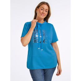 WITT Damen Kurzarmshirt mit Stehkragen, himmelblau, Gr&ouml;&szlig;e 36