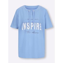 Heine Witt Damen Sweatshirt mit kontrastfarbigem Print vorne, himmelblau, Gr&ouml;&szlig;e 44