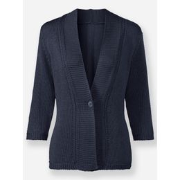 sheego Gro&szlig;e Gr&ouml;&szlig;en Strickjacke in pflegeleichtem B&auml;ndchengarn, marine, Gr&ouml;&szlig;e 50 - Damen