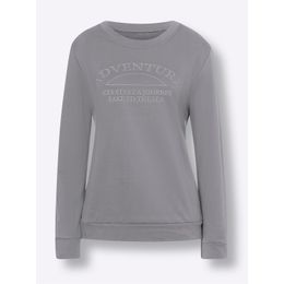 Heine Witt Damen Sweatshirt mit 3D-Schriftzug, grau, Gr&ouml;&szlig;e 42