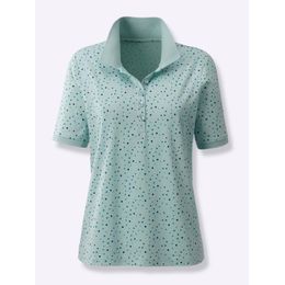 WITT Damen Poloshirt im Tupfendessin, mint-aquapetrol-getupft, Gr&ouml;&szlig;e 40