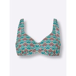 feel good Damen Bikini-Oberteil, t&uuml;rkis-violett-bedruckt, Gr&ouml;&szlig;e 40B