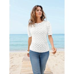WITT Damen Baumwollpullover mit Faltendetails, ecru, Gr&ouml;&szlig;e 38
