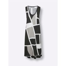 feel good Damen Sommerkleid mit Grafik-Druck, schwarz-wei&szlig;, Gr&ouml;&szlig;e 40/42