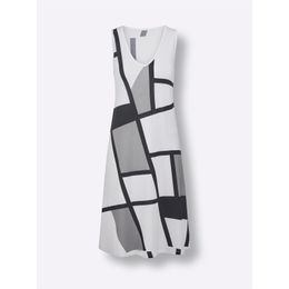 feel good Damen Sommerkleid mit Grafik-Druck, wei&szlig;-schwarz, Gr&ouml;&szlig;e 40/42