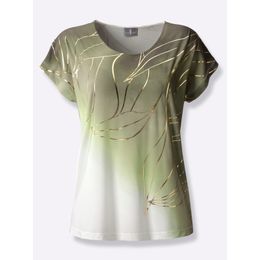 WITT Damen Print-Shirt mit Foliendruck, schilf-schwarz-bedruckt, Gr&ouml;&szlig;e 38
