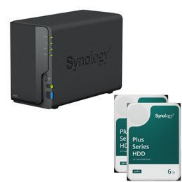 Synology DiskStation DS223 2 Einsch&uuml;be NAS-Server Leergeh&auml;use + 2x Synology Plus 3.5" SATA HDD Festplatte 6 TB (12TB)