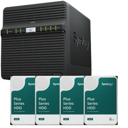 Synology DiskStation DS423 4 Einsch&uuml;be NAS-Server Leergeh&auml;use + 4x Synology Plus 3.5" SATA HDD Festplatte 6TB (4x 6TB)