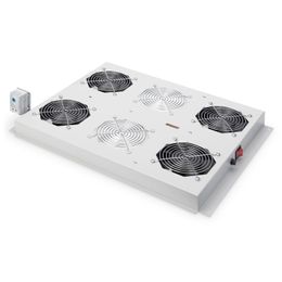Digitus Dachl&uuml;ftermodule f&uuml;r 19" Unique Schr&auml;nke 4 L&uuml;fter RAL7035 grau (DN-19 FAN-4-SRV)