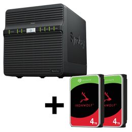 Synology DiskStation DS423 4 Einsch&uuml;be NAS-Server Leergeh&auml;use + 2x Seagate Ironwolf SATA 3.5" HDD 4TB Festplatte