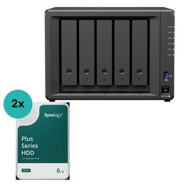 Synology DiskStation DS1525+ 5 Einsch&uuml;be NAS-Server Leergeh&auml;use (DS1525+) + 2x Synology Plus 3.5" SATA HDD Festplatte 6TB