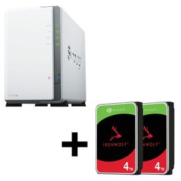Synology DiskStation DS223J 2 Einsch&uuml;be NAS-Server Leergeh&auml;use + 8TB (2x4TB) Seagate Ironwolf SATA 3.5" HDD Festplatten