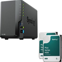 Synology DiskStation DS224+ 2 Einsch&uuml;be NAS-Server Leergeh&auml;use + 2x Synology Plus 3.5" SATA HDD Festplatte 6TB (12TB)
