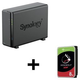 Synology DiskStation DS124 1 Einschub NAS-Server Leergeh&auml;use + 1x Seagate Ironwolf SATA 3.5" HDD 8TB Festplatte
