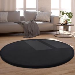 Teppich Paco Home "Tatami 475", schwarz, H:24mm &Oslash;:80cm, Polyester, Teppiche, Teppich, Kurzflor, Uni Farben, mit Memory Foam, waschbar