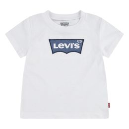 T-Shirt LEVI'S KIDS "BATWING TEE", Jungen, Gr. 24M (92), wei&szlig; (hellwei&szlig;), Single Jersey, Obermaterial: 60% Baumwolle, 40% Polyester, bedruckt, Basic schmal h&uuml;ftlang, Rundhals, gerader Abschluss, Shirts T-Shirt, Baby UNISEX